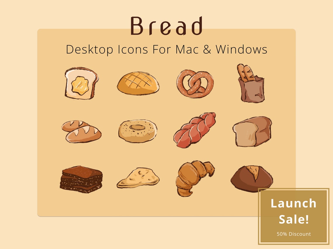 Bread Themed Desktop Icons App Icons Desktop Folder Icons - Etsy