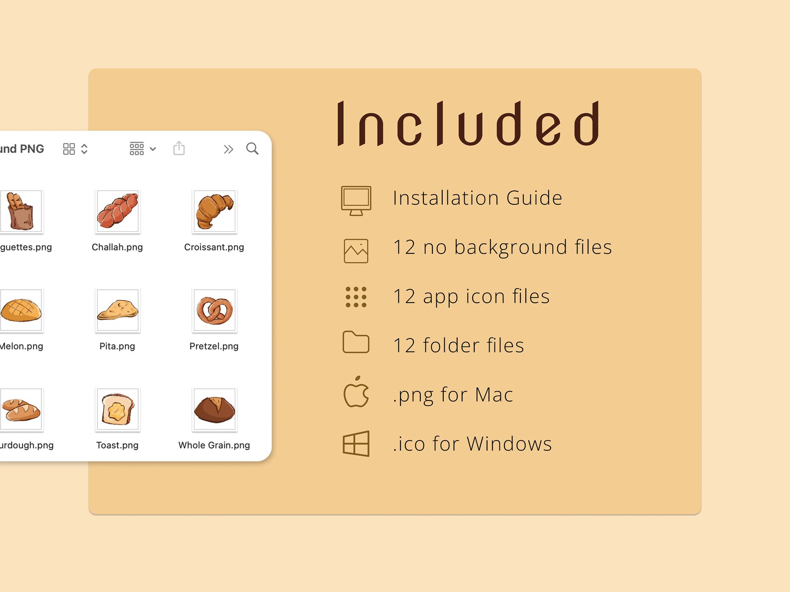 Bread Themed Desktop Icons | App Icons | Desktop Folder Icons | MacBook ...