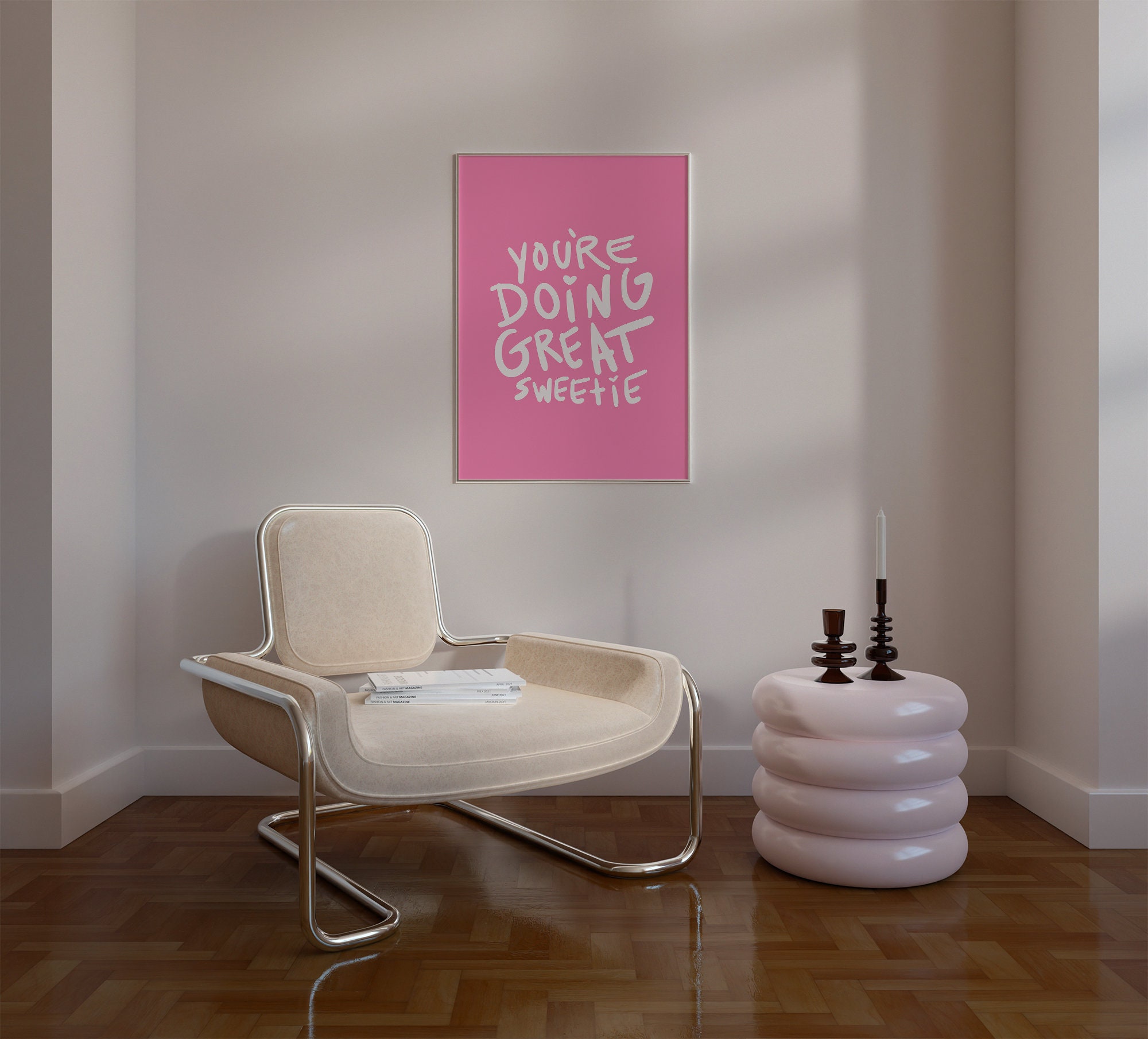 Mental Health Pink Aesthetic Poster Digital Download You're Doing Great ...