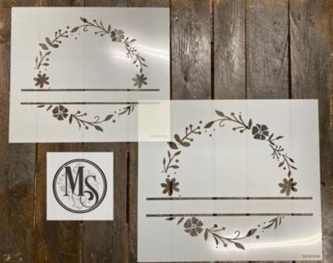 Floral Leaf Wreath Stencil - Etsy