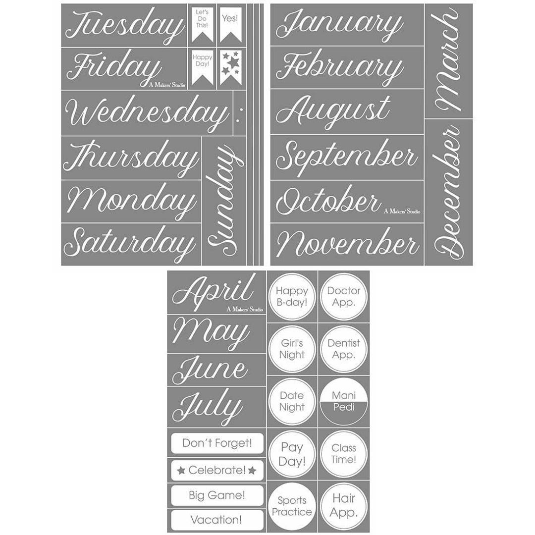 Calendar Mesh Stencil- 3 Sheet Set 8.5"x11" - Etsy