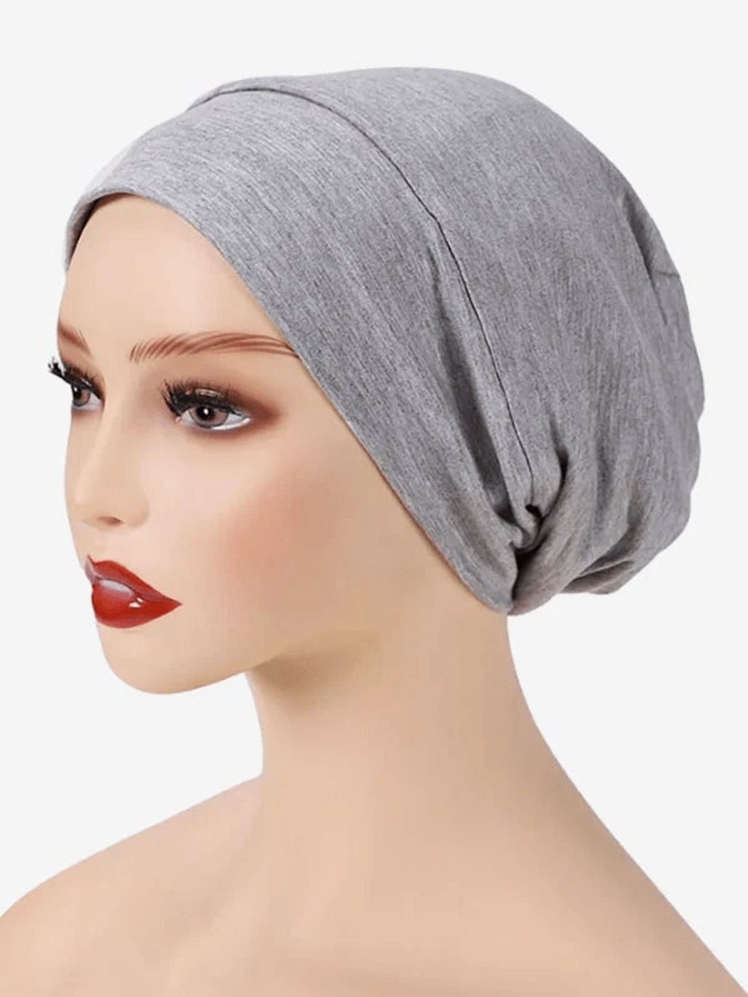Satin Lined Hijab Undercap GREY L Slip on L Silk Lined Undercap L ...