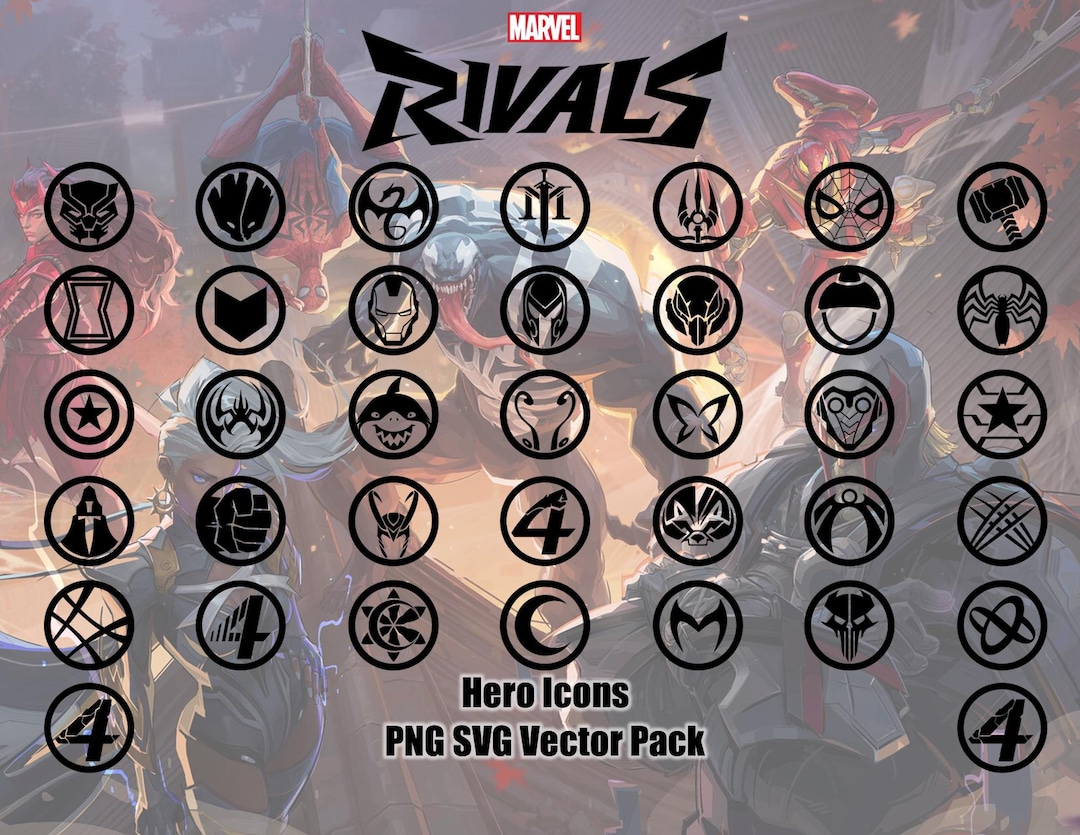 Marvel Rivals Hero Icons PNG SVG Vector Pack - Etsy