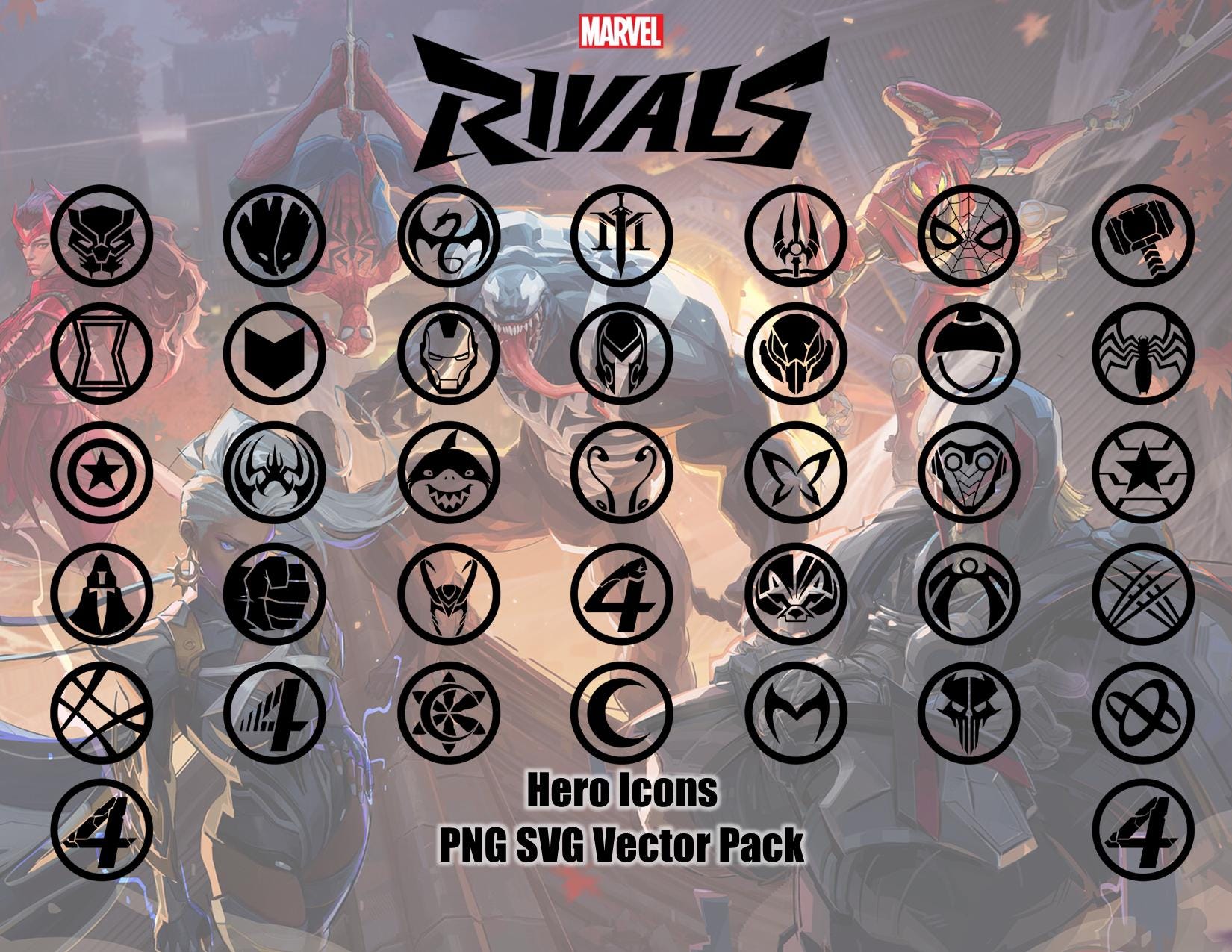 Marvel Rivals Hero Icons PNG SVG Vector Pack - Etsy