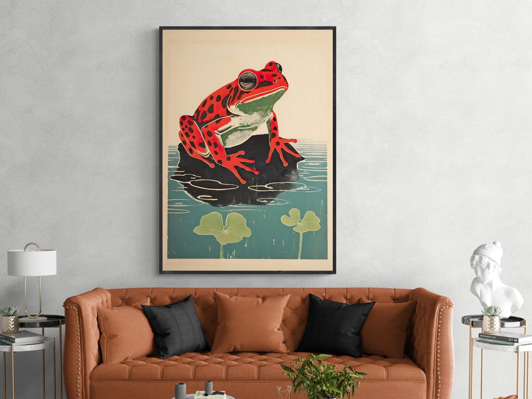 Japanese Frog Poster Frog Poster Japanese Woodblock Print Frog Painting ...