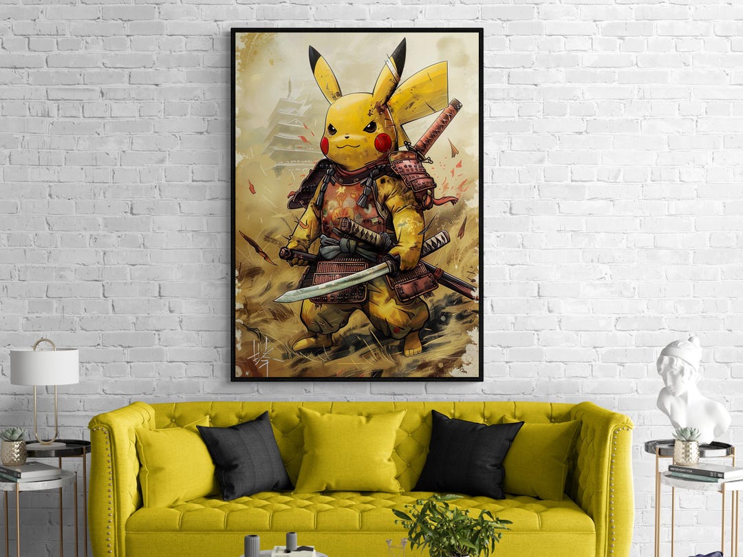 Pikachu Samurai Warrior Poster | Epic Pokémon Fantasy Poster | Japanese ...