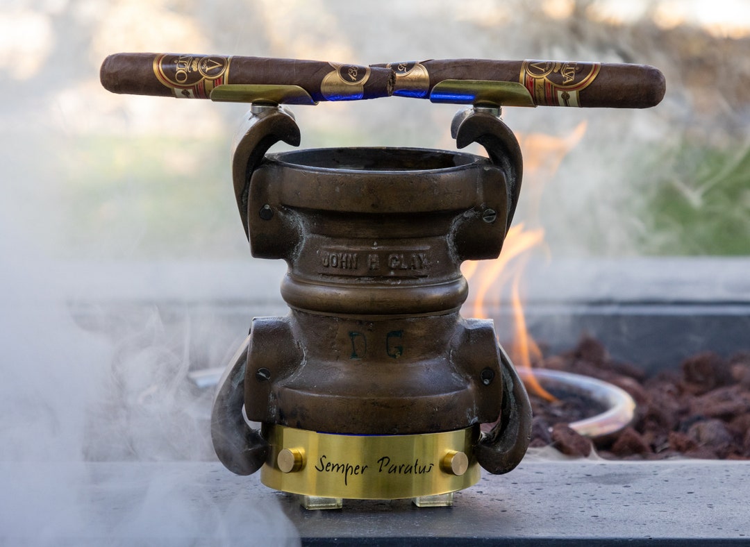 Cigar Ashtray Fire Hose Coupling Fire Fighter Solid Brass Lighted ...