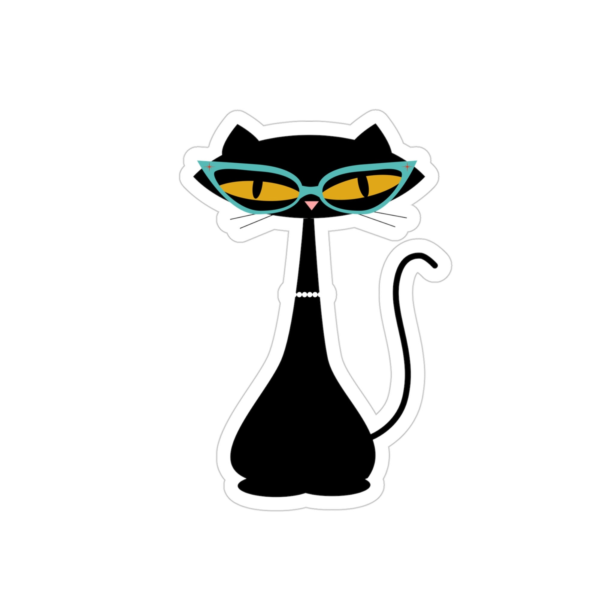 Atomic Cat With Glasses Transparent Outdoor Stickers, Die-cut, 1pc, MCM ...