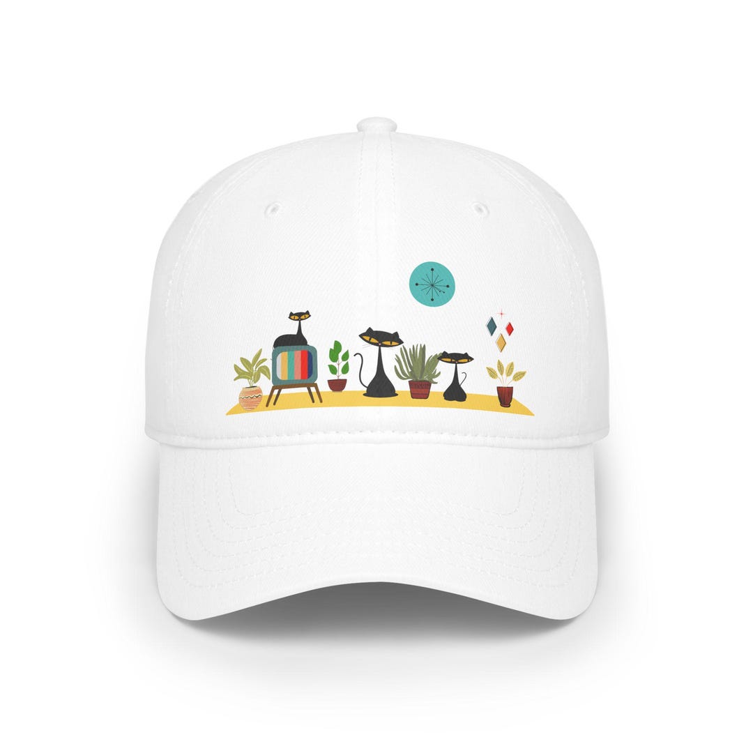 Atomic Cats Low Profile Baseball Cap, Mid Century Modern Cat, MCM Hats ...