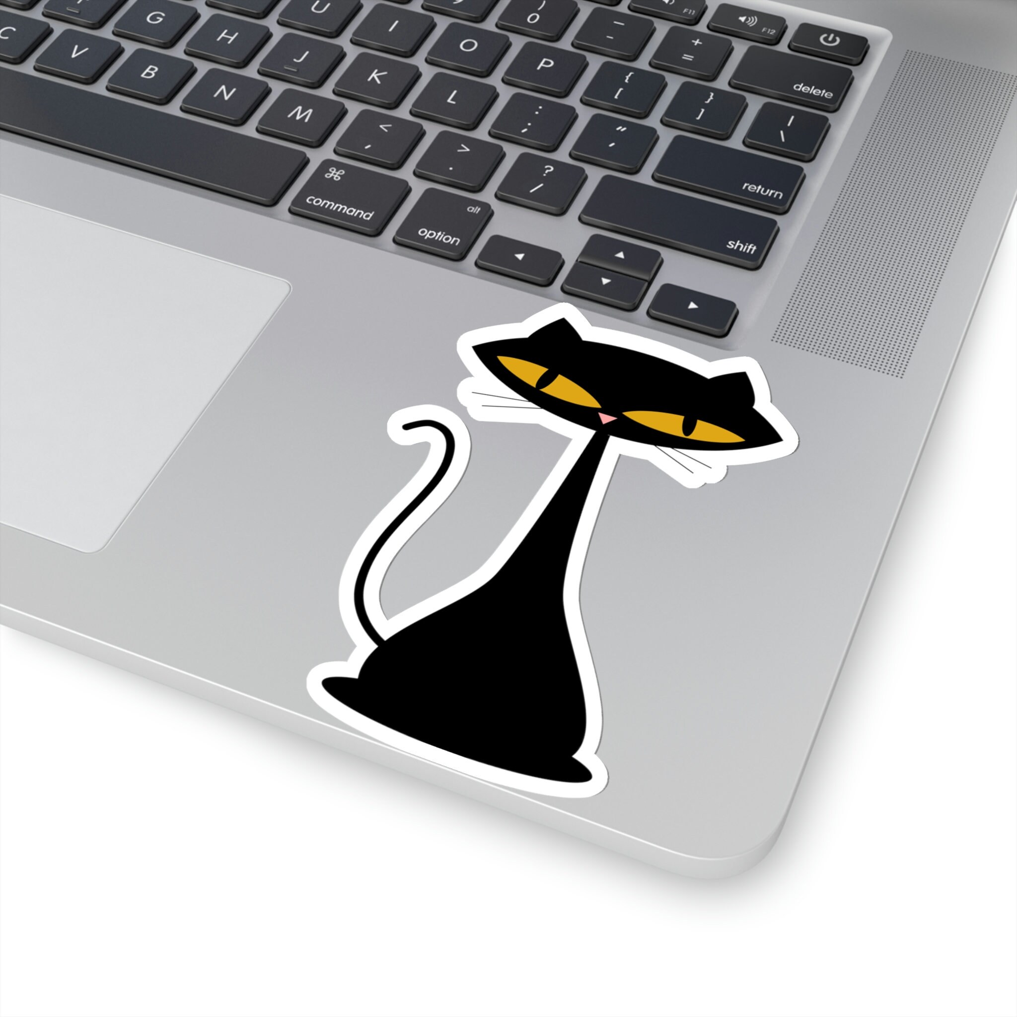Mid Century Modern Atomic Cat Kiss-cut Sticker, Black Cat Sticker - Etsy