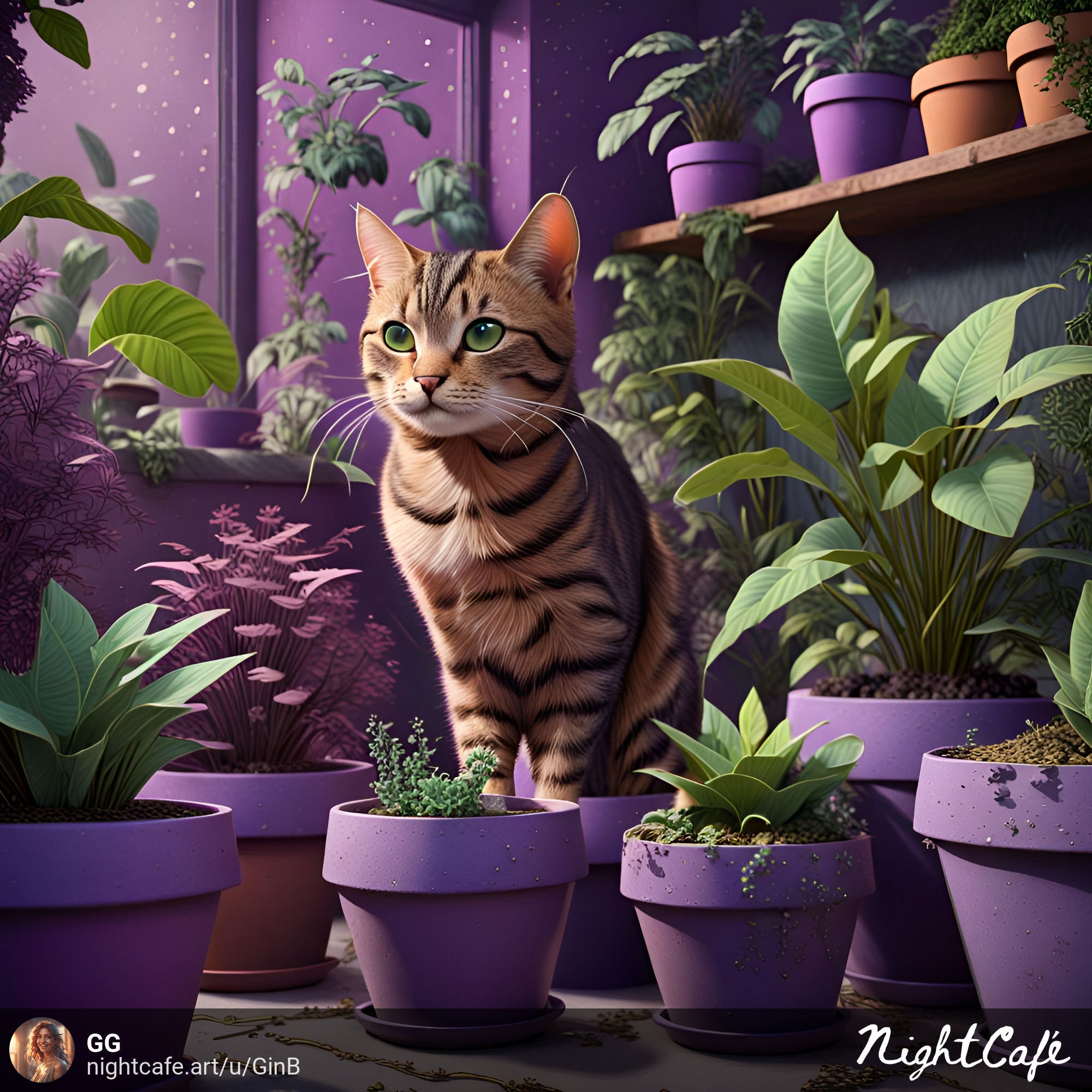 Cat With Plants Digital Download, Cat Lovers Digital Art - Etsy