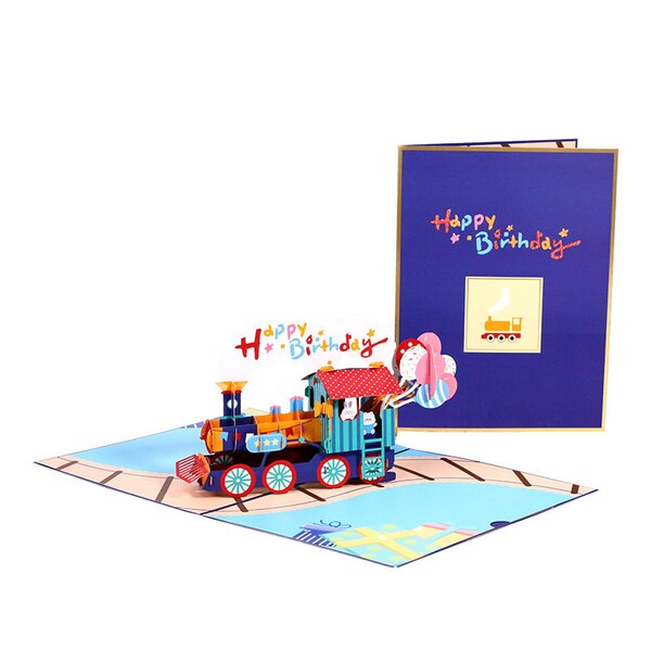 Pop up Train Birthday Card - Etsy