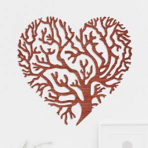 Heart Tree of Life Wooden Wall Art, Natural Wood Veneer - Etsy