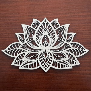 Lotus Flower Wooden Wall Art | Natural Wood Veneer | Mandala Wall Art ...