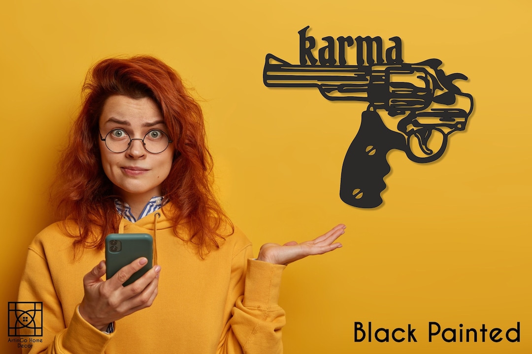 Karma Gun Wooden Wall Art, Natural Wood Veneer, Abstract Decor - Etsy