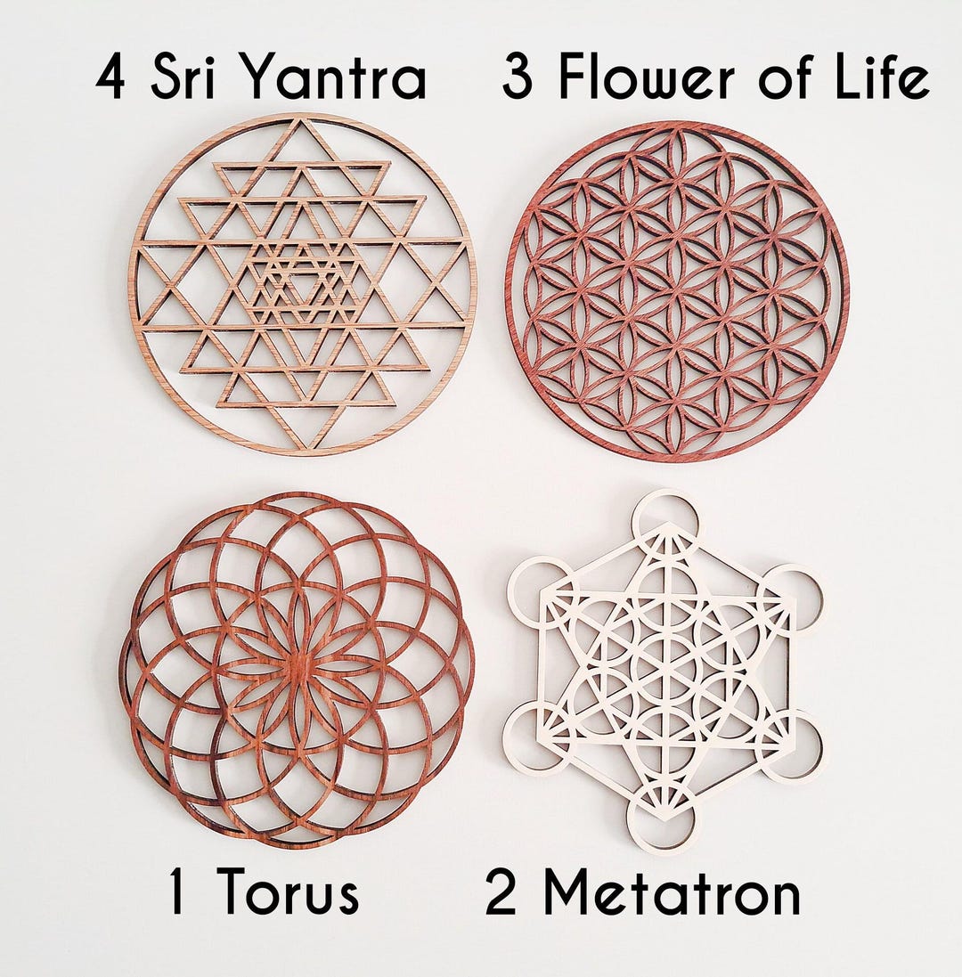 Flower of Life - Sri Yantra - Torus - Metatron Wooden Wall Art, Sacred ...