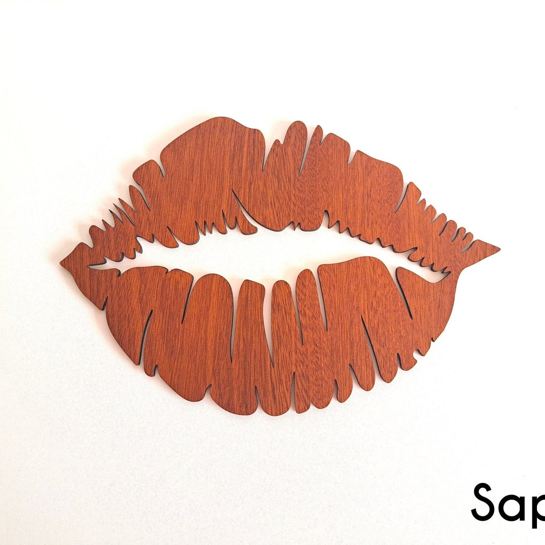 Lips Wooden Wall Art, Natural Wood Veneer, Kissing Lip Wall Decor - Etsy