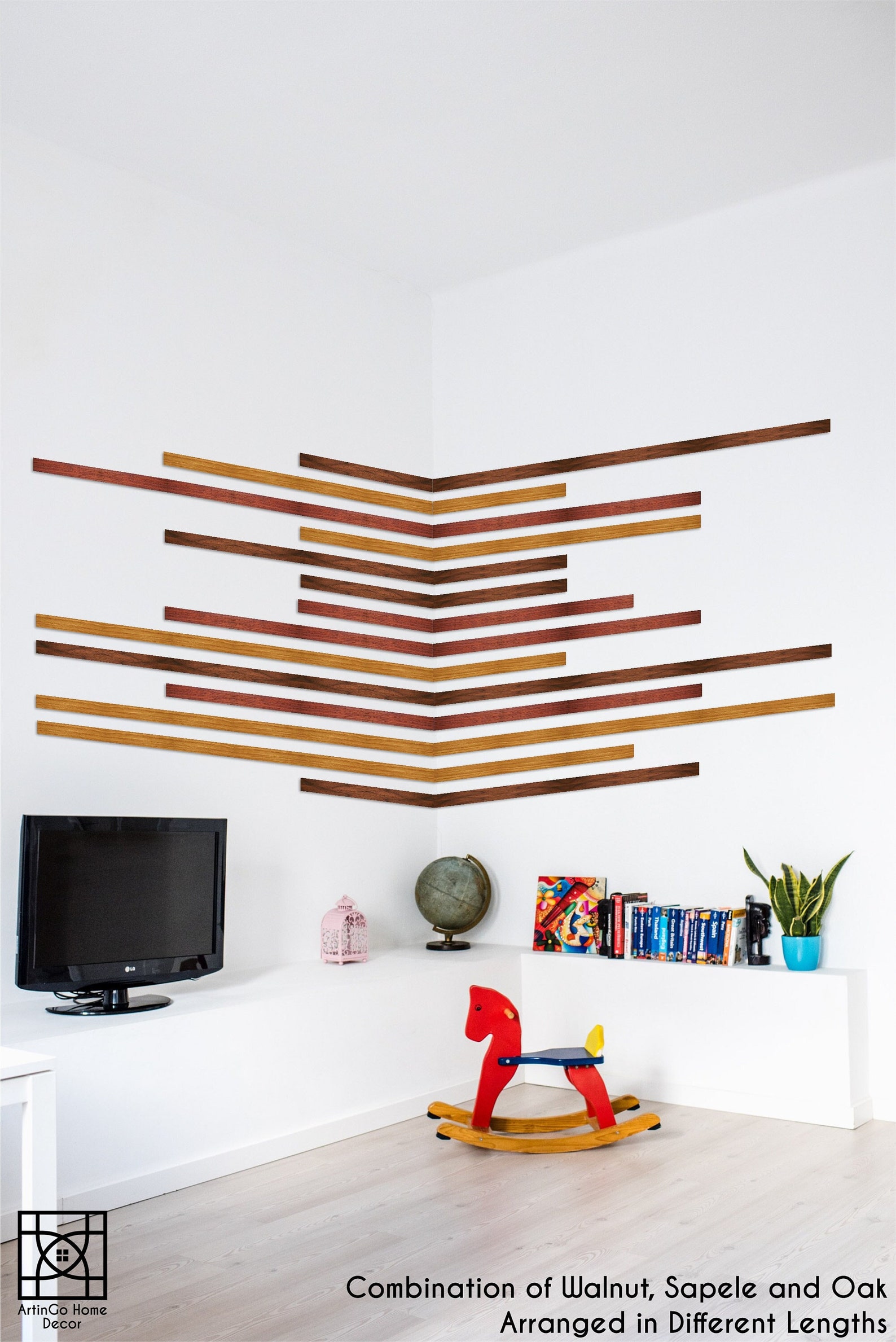 Strip Wooden Wall Panels 24 Pieces, Natural Wood Veneer, Wood Wall ...