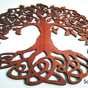 Tree of Life Wooden Wall Art, Natural Wood Veneer, Celtic Rope Knot ...