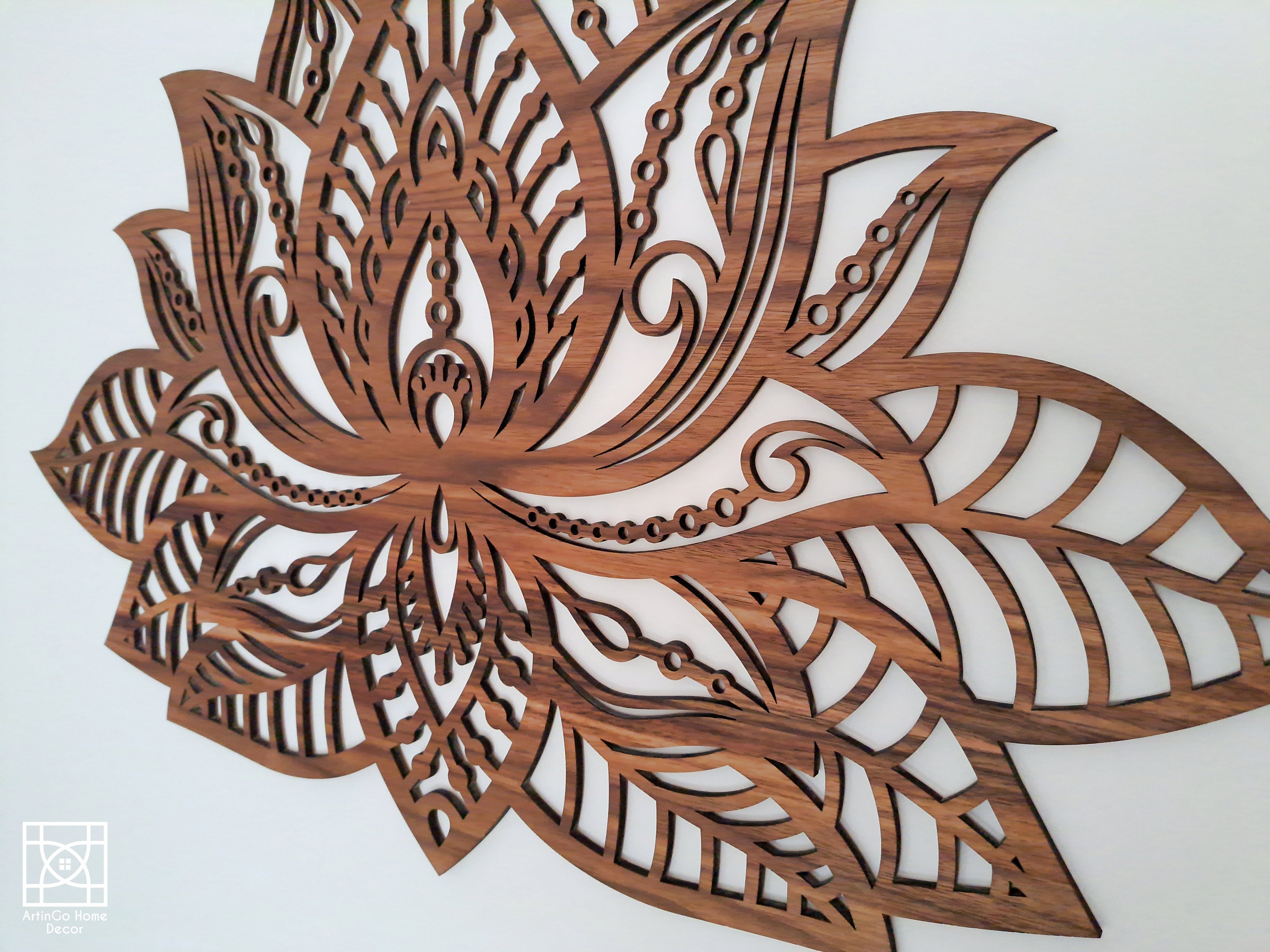 Lotus Flower Wooden Wall Art Natural Wood Veneer Yoga Wall - Etsy Canada