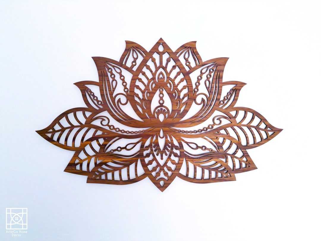 Lotus Flower Wooden Wall Art Natural Wood Veneer Yoga Wall - Etsy