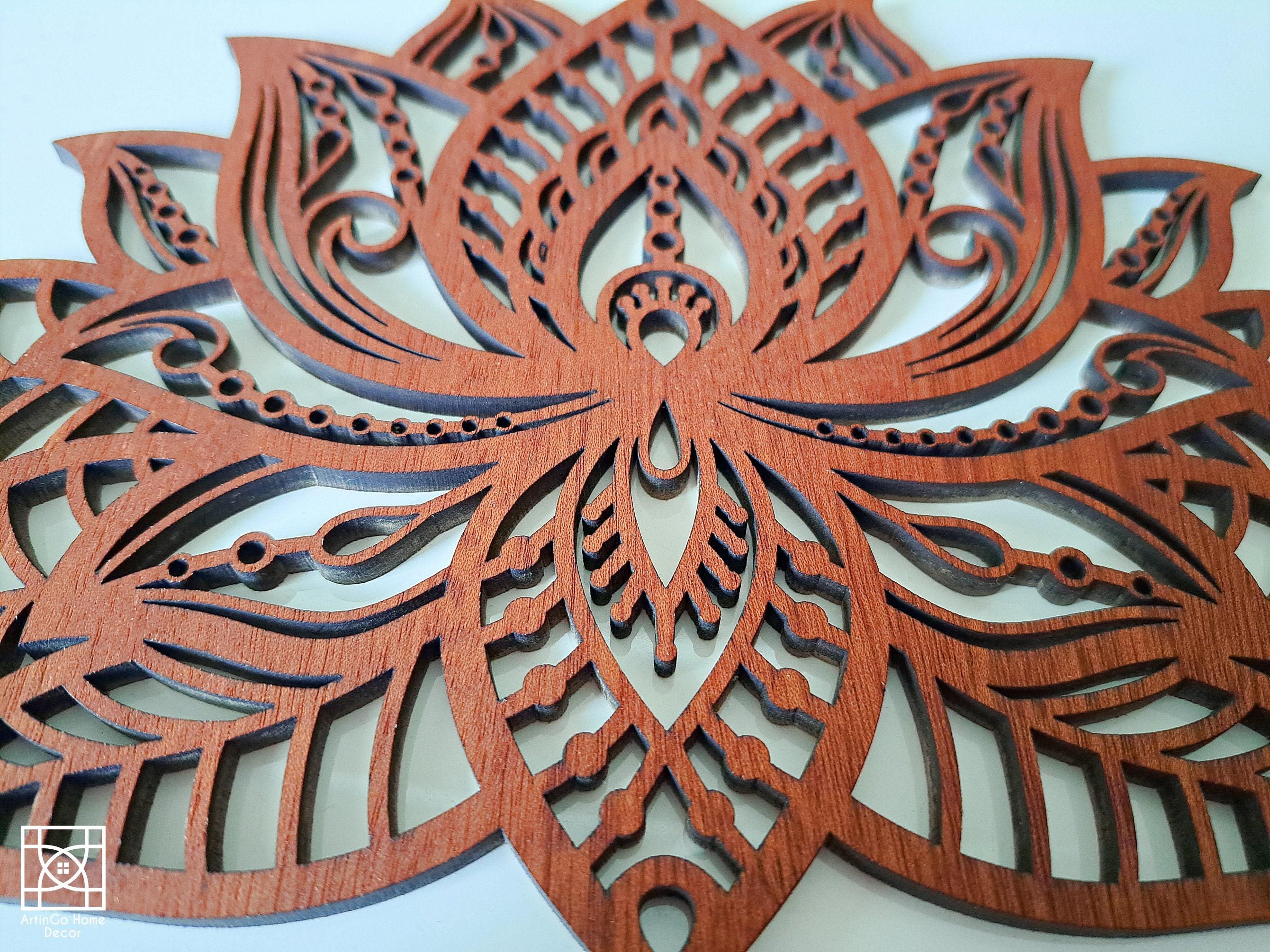 Lotus Flower Wooden Wall Art Natural Wood Veneer Yoga Wall - Etsy Canada