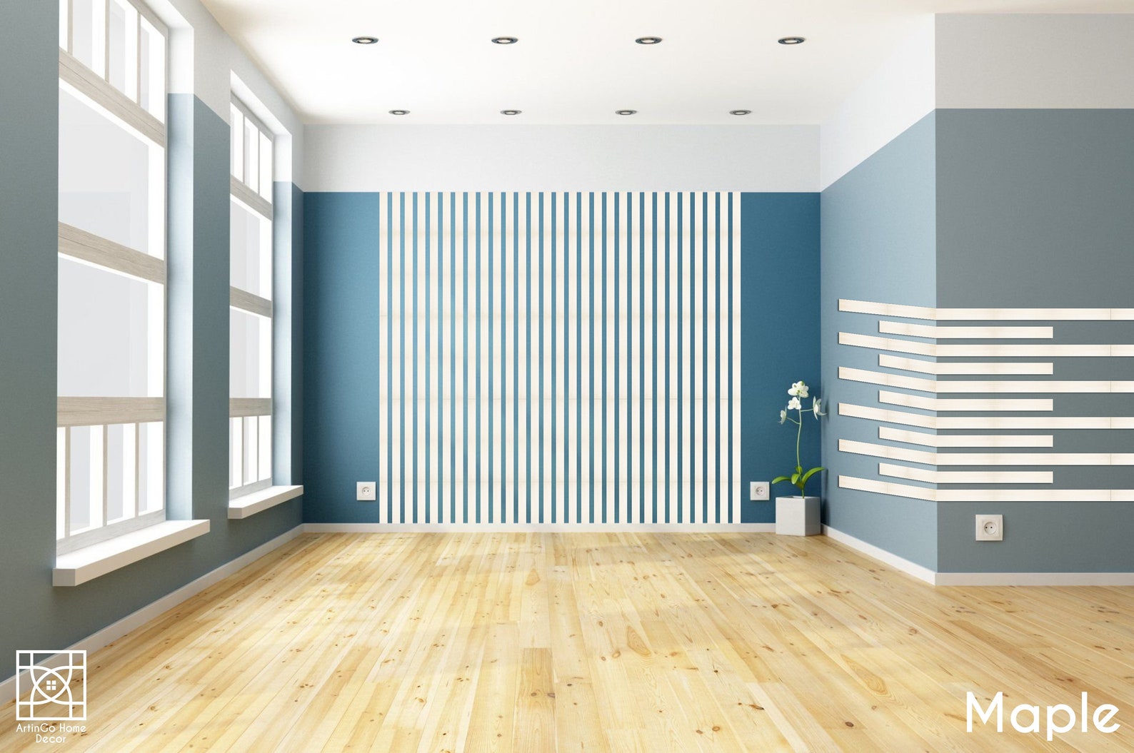 Strip Wooden Wall Panels 24 Pieces, Natural Wood Veneer, Wood Wall ...