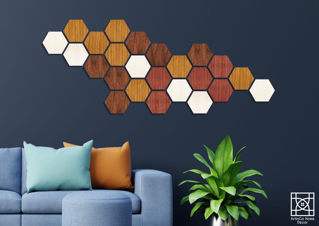 Geometric Hexagon Wood Wall Panels – Modern Modular Decor - Etsy