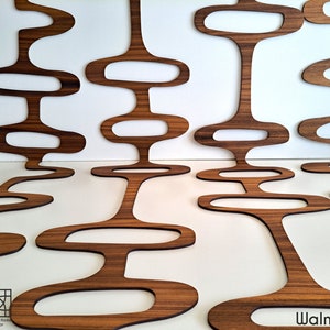 Retro 70s 8 Panels Wooden Wall Art, Natural Wood Veneer, Retro 70s Wall ...