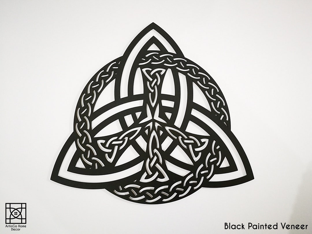 Celtic Triquetra Peace Sign Wooden Wall Art, Natural Wood Veneer ...