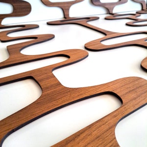 Retro 70s 8 Panels Wooden Wall Art, Natural Wood Veneer, Retro 70s Wall ...