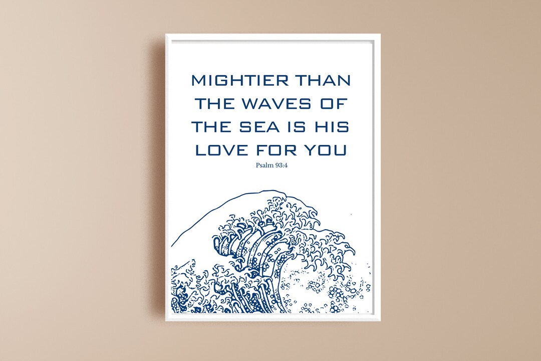 Mightier Than the Waves Art Print Christian Ocean Wall Poster - Etsy