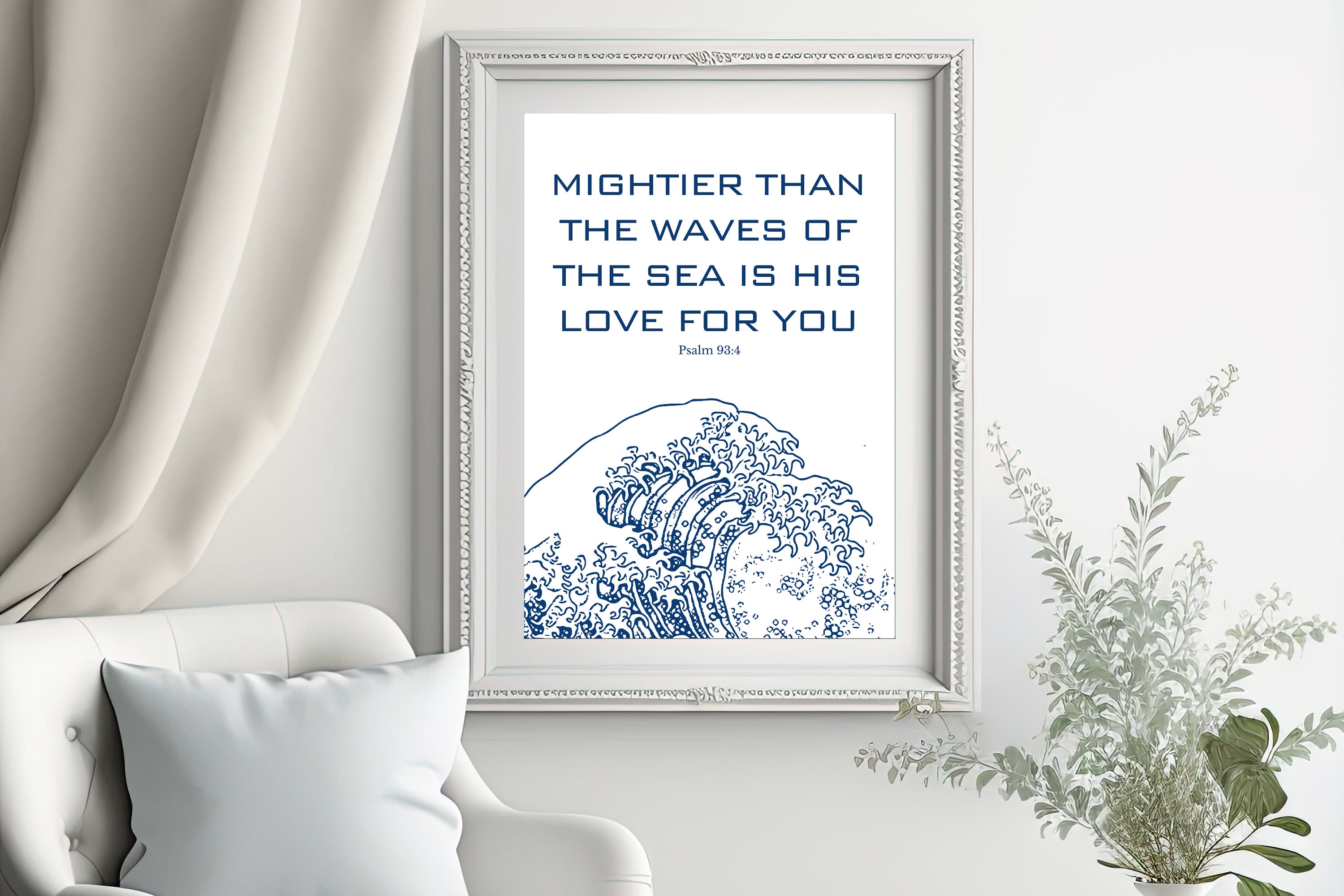 Mightier Than the Waves Art Print Christian Ocean Wall Poster - Etsy