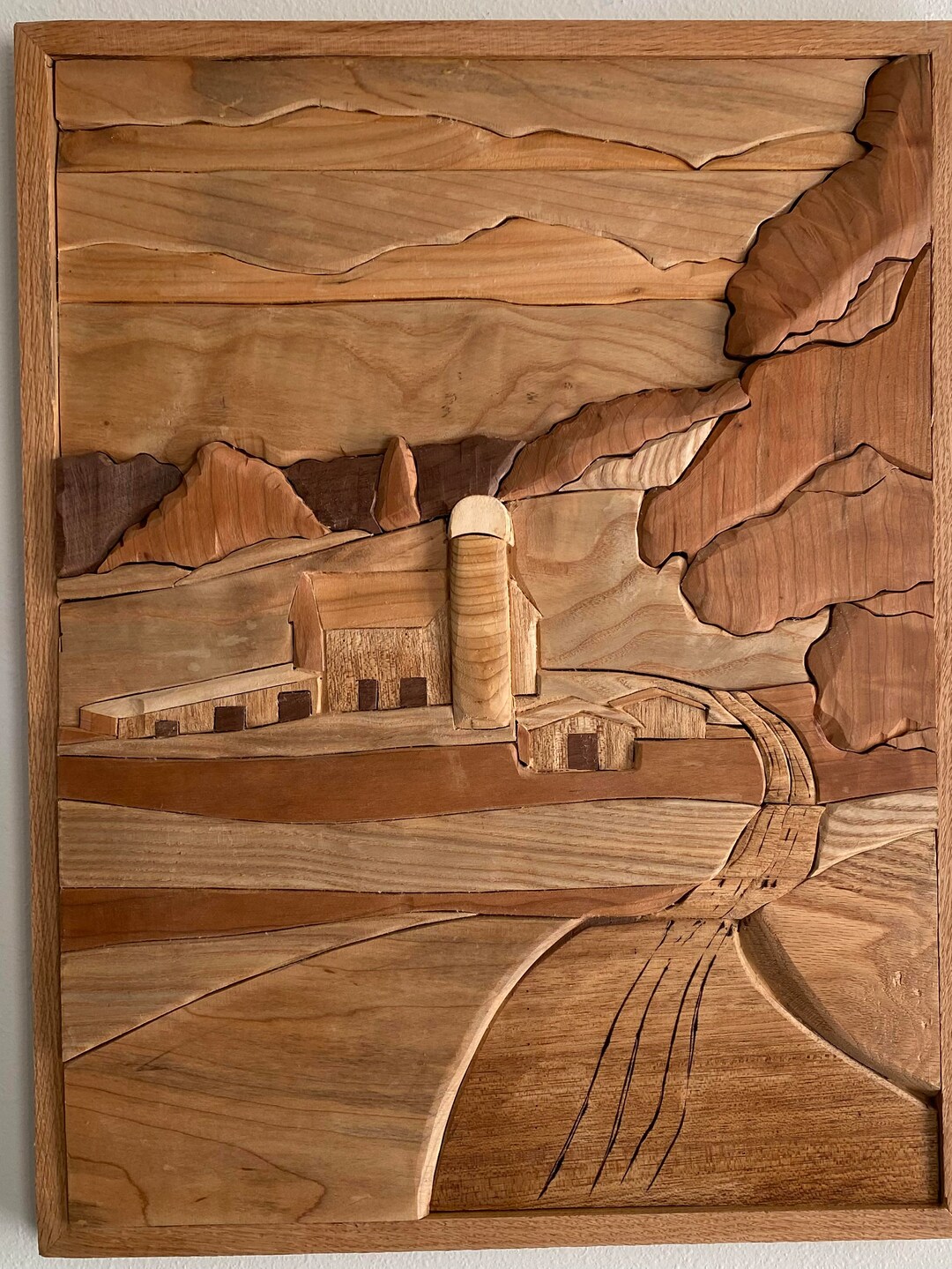 Country Farm Site, Hand Crafted Intarsia - Etsy