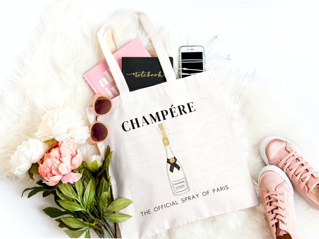 Emily in Paris Inspired Champere Bottle Canvas Tote Bag Official Spray ...