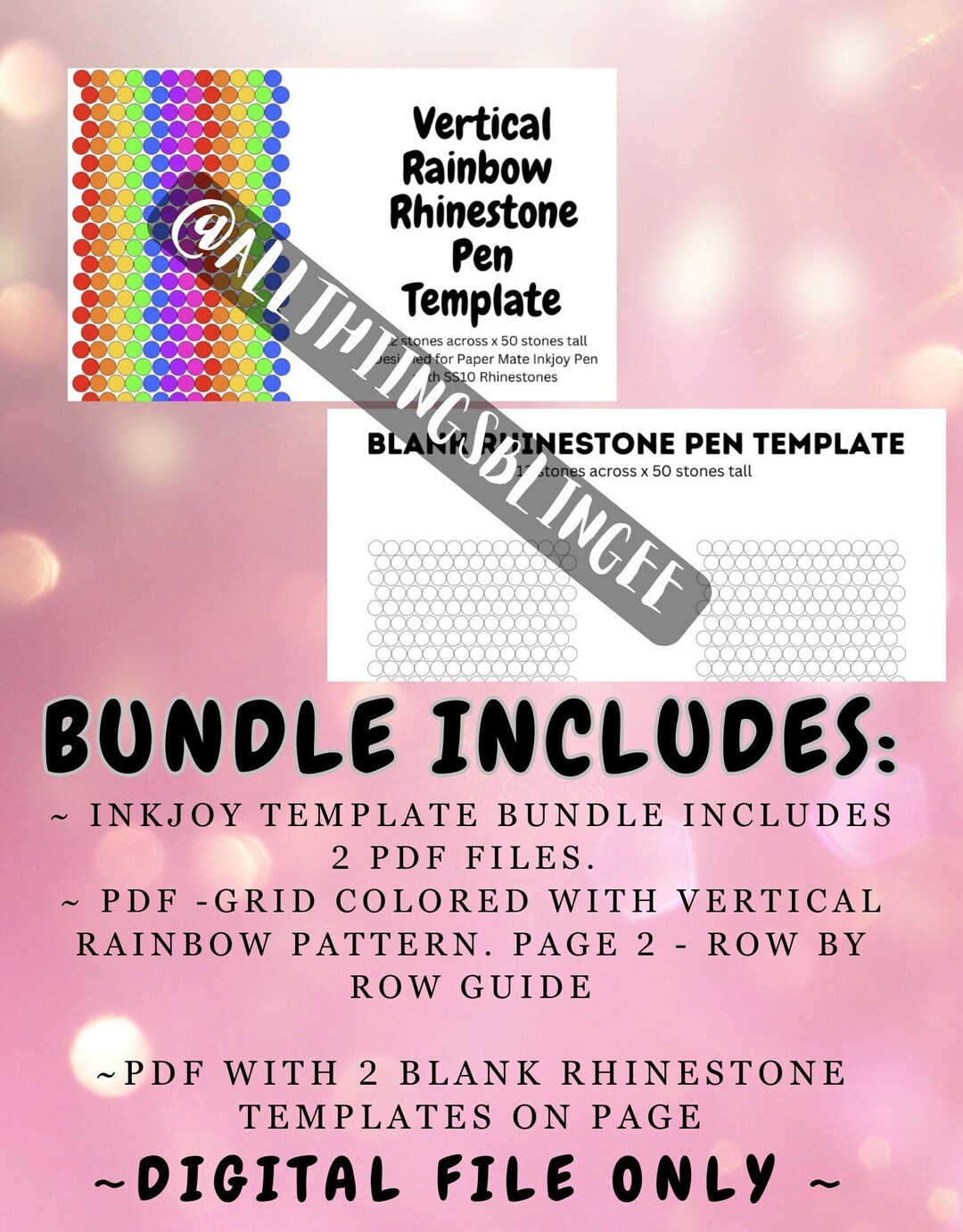 Inkjoy Rhinestone Template Bundle ~ Vertical Rainbow Rhinestone Pen ...
