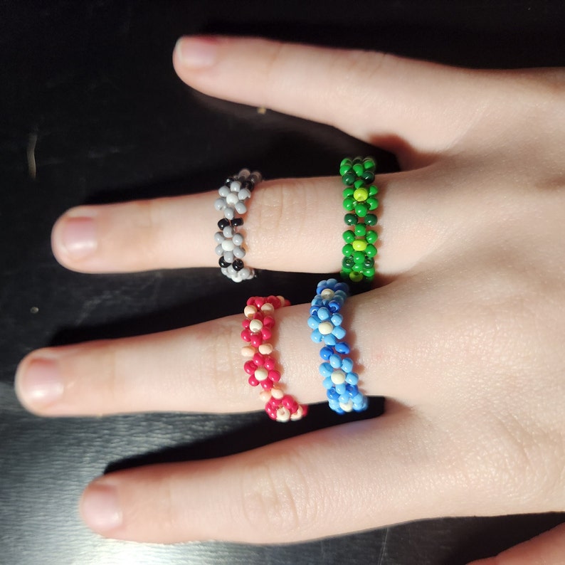 Beaded Daisy Rings - Etsy