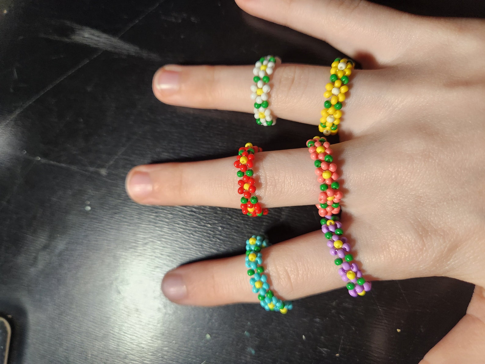 Beaded Daisy Rings - Etsy