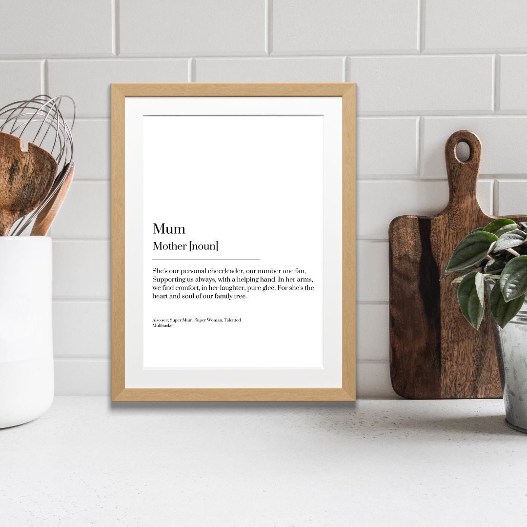 Mum Definition, Printable Wall Art, Digital Download Wall Art, Mother's ...