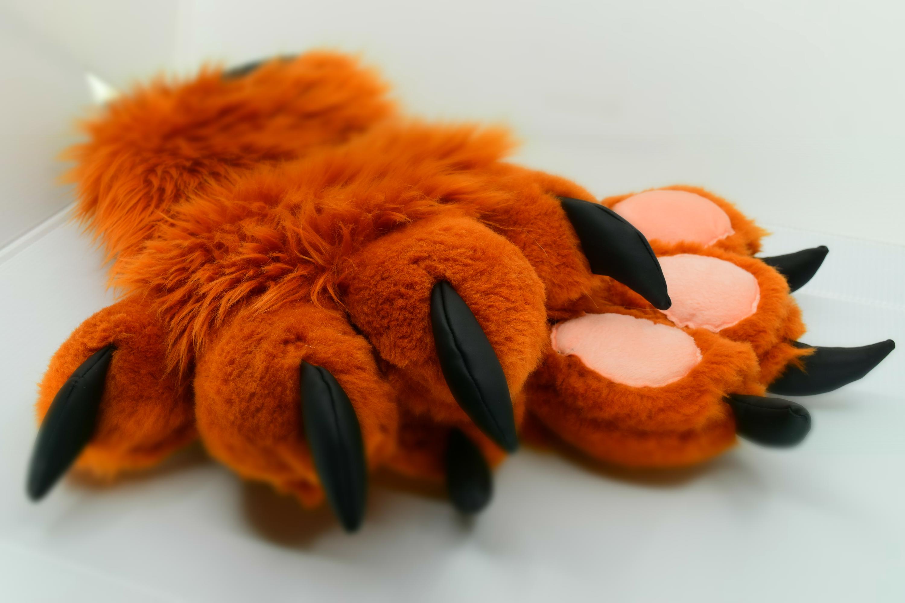 Furry Puffy Handpaws Orange | Fursuit Hand Paws | Furry 4-finger Gloves ...