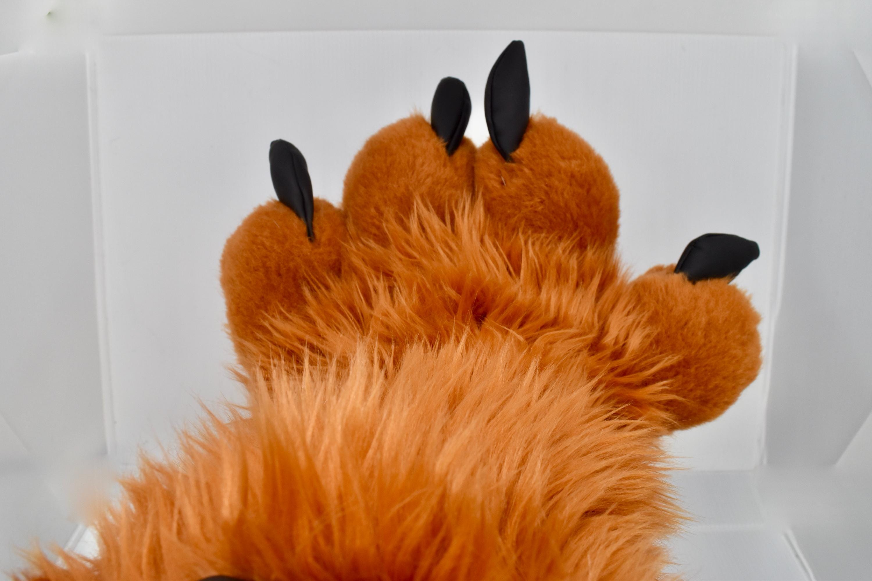 Furry Puffy Handpaws Orange | Fursuit Hand Paws | Furry 4-finger Gloves ...