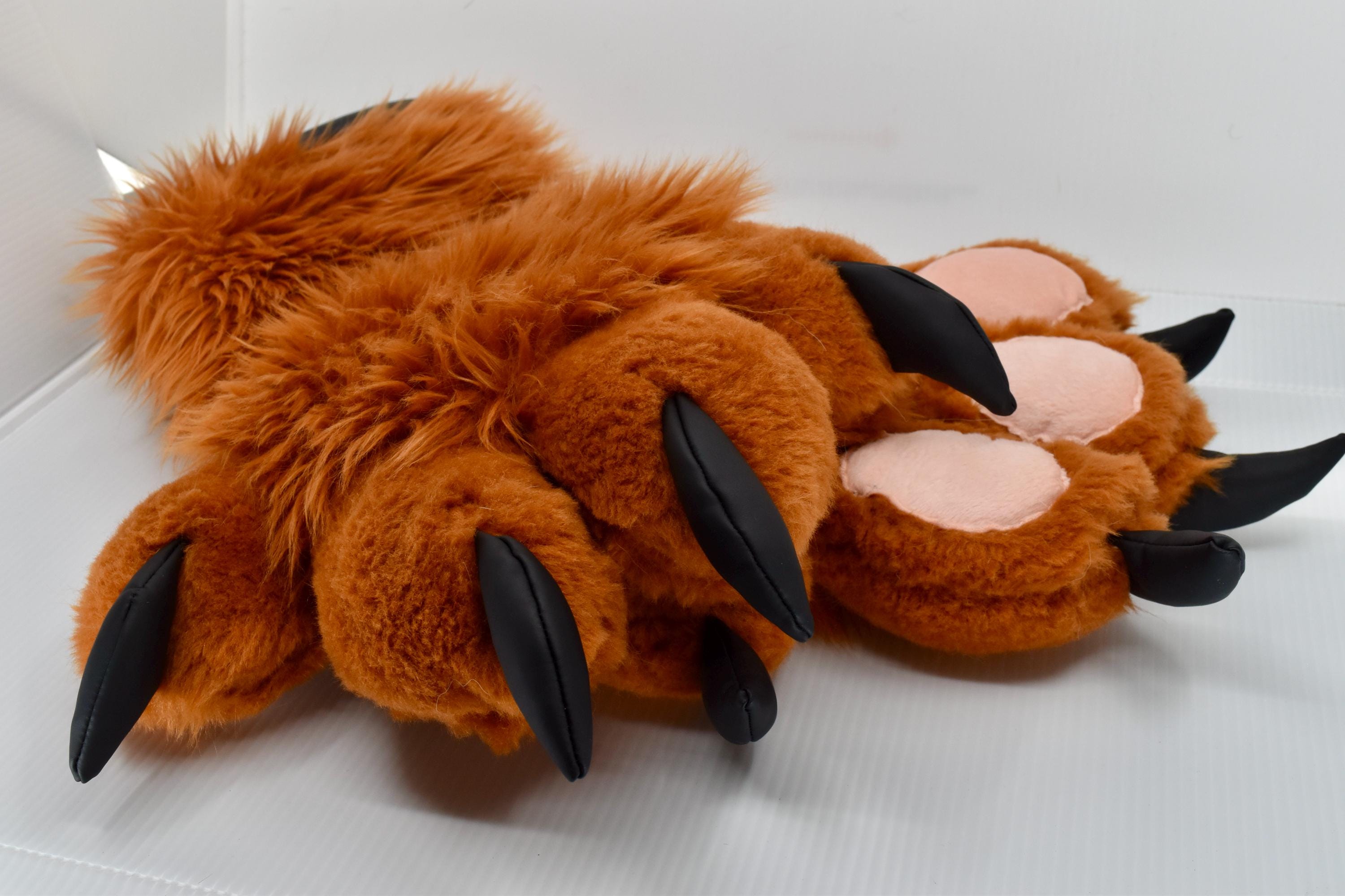 Furry Puffy Handpaws Orange | Fursuit Hand Paws | Furry 4-finger Gloves ...