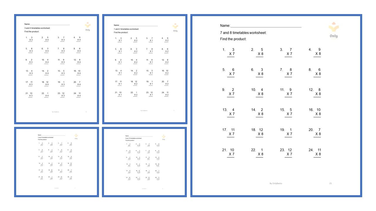 Printable Multiplication Worksheets for Grade 3 Kids - Etsy