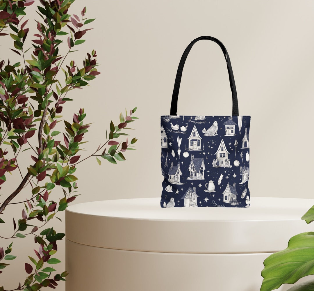 Toile Tote Bag Cottagecore Vintage Witchy Celestial Design Witch ...