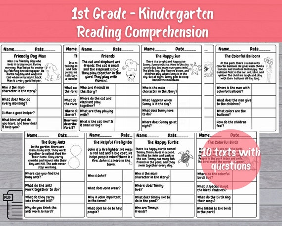 First Grade Reading Comprehension Worksheets Pdf Kindergarten Reading