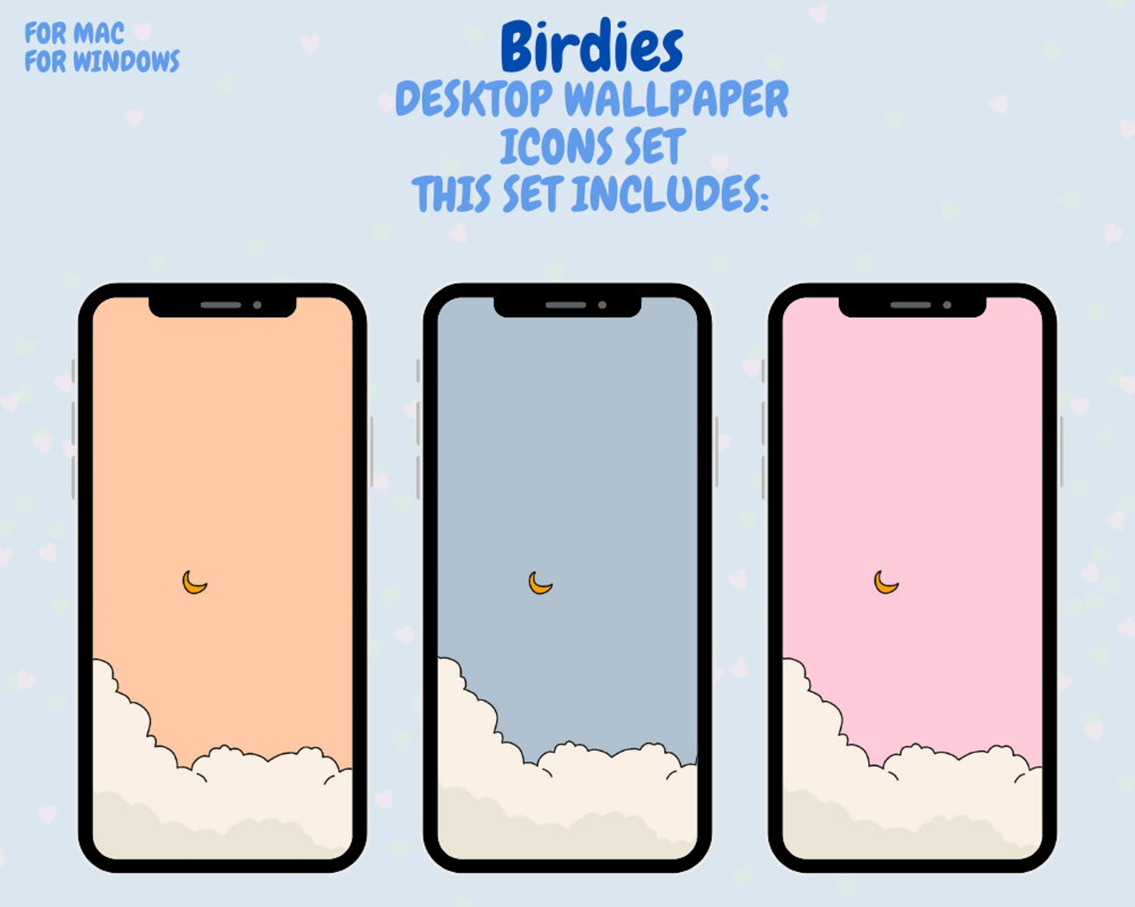Birds Computer Desktop Wallpaper Icons, Kawaii Desktop Icons, Cute ...