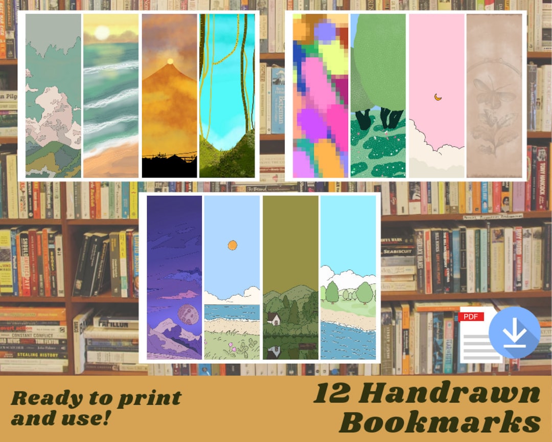 12 Cartoon Printable Bookmarks Digital Download Digital - Etsy