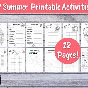 12 Summer Kids Activities, Summer Camp Activity, Printable Activity ...