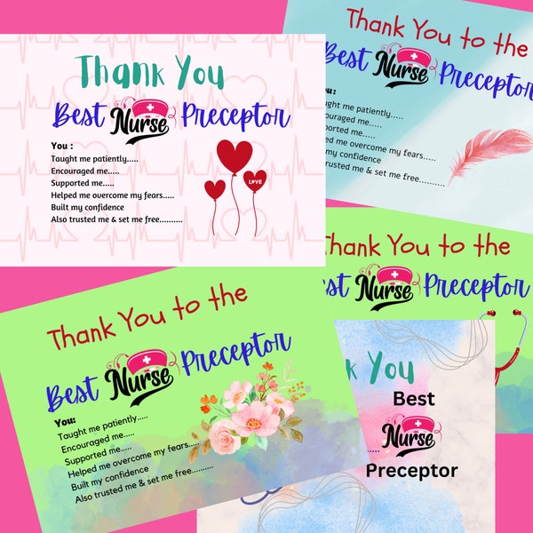 Thank You Nurse Preceptor Card - Etsy