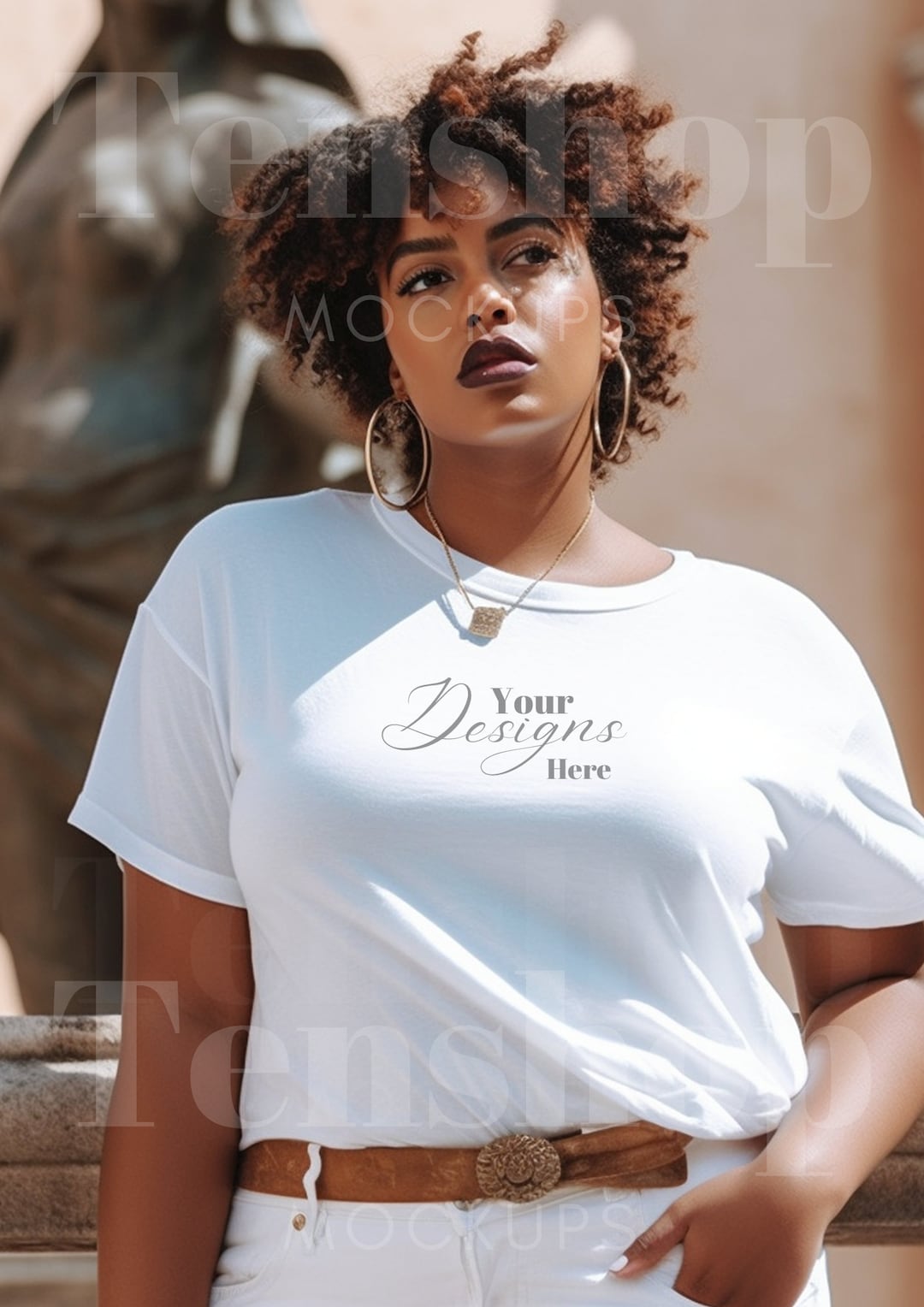Plus Size Black Model Mockup L White Tee Mockup L Whitet-shirt L ...